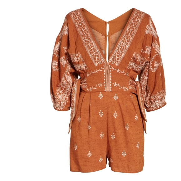 Free People | Pants & Jumpsuits | Free People Azalia Romper Brown ...